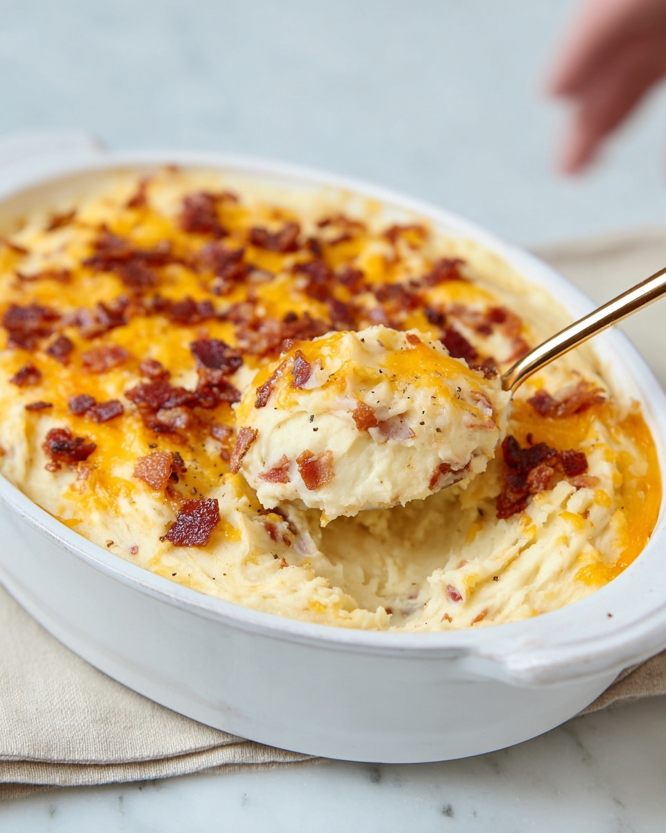 Creamy Cheddar Mashed Potato Casserole with Bacon and Chives Recipe ...
